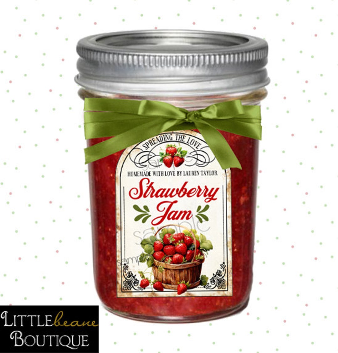 Waterproof Jam Labels, Personalized Strawberry Jam Label, Custom Fruit ...