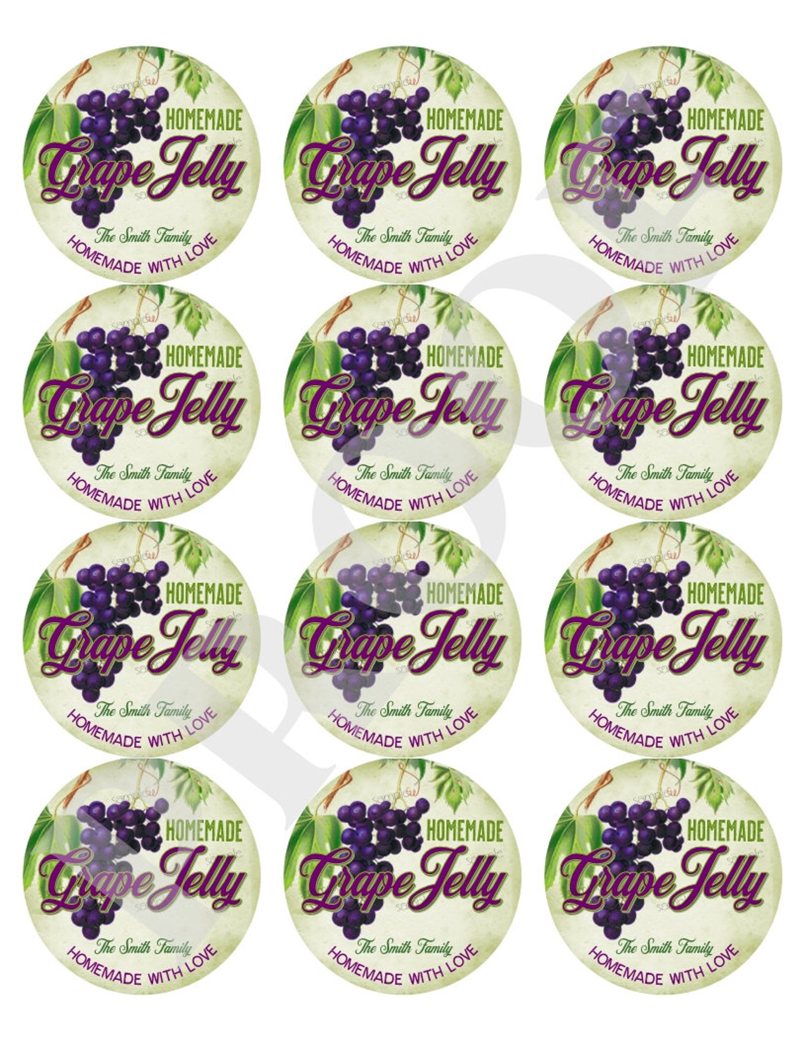 Grape Jelly Labels, Jelly Jar Labels, Grape Jelly Stickers, Grape Jam ...