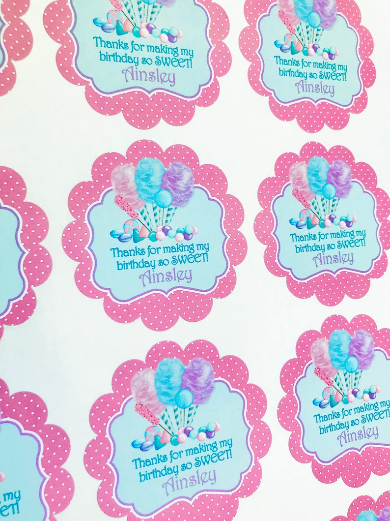 Personalized Candy Stickers SCALLOPED Cotton Candy Stickers - Etsy
