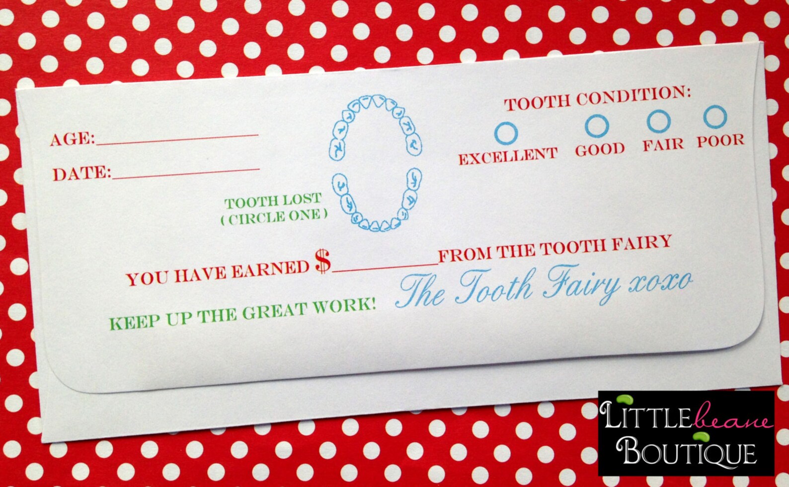 Personalized Tooth Fairy Money Envelopes Money Gift - Etsy