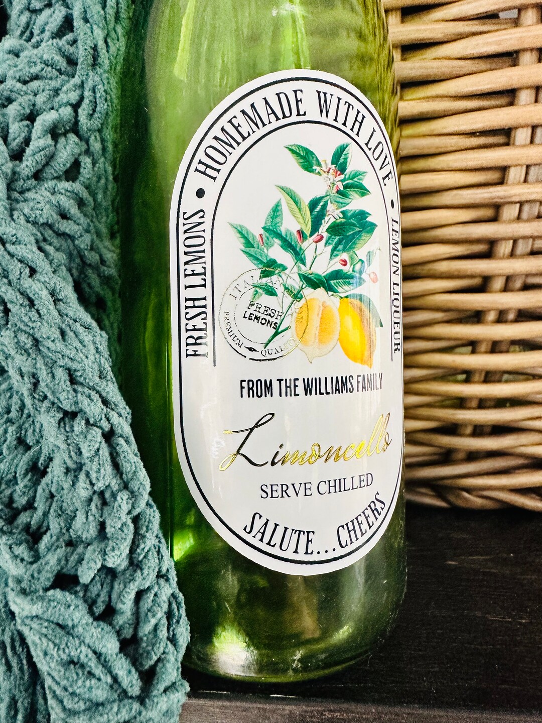Waterproof Limoncello Stickers, GOLD Homemade Limoncello Labels ...