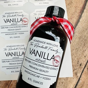 Waterproof Vanilla Extract Labels, Personalized Vanilla Extract ...