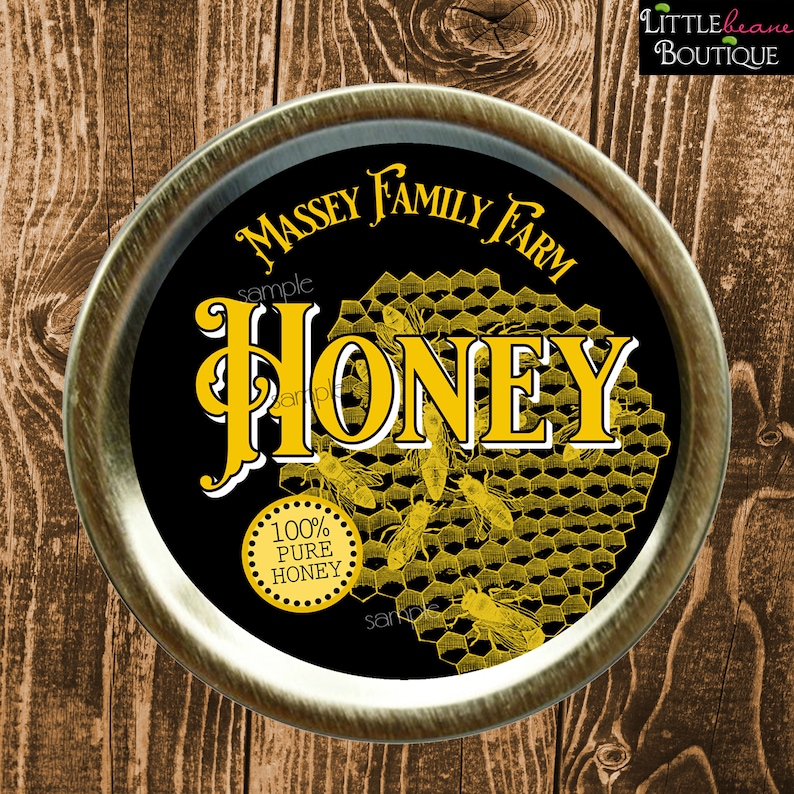 Custom Honey Jar Labels, Honey Jar Stickers, Honeycomb Labels, Mason ...