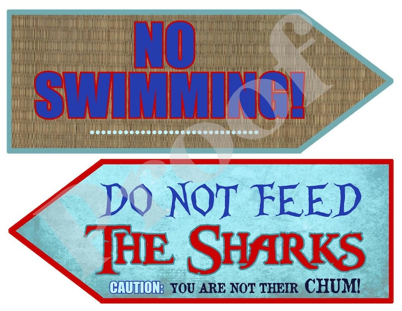 Printable Shark Party Signs, Ocean Theme Sign Post Decorations (digital ...
