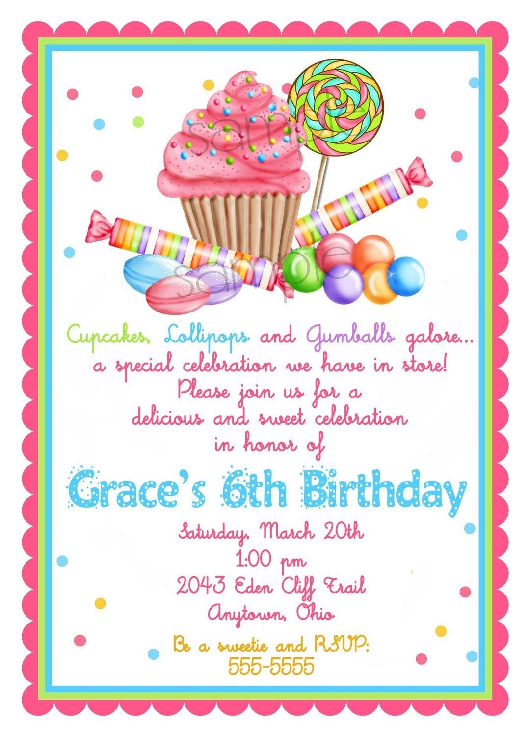 Invitations & Announcements Editable Candy Land Birthday Party ...