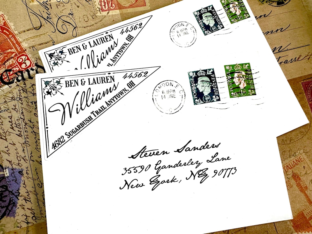 Heritage Style Return Address Labels, Triangle Return Address Label ...