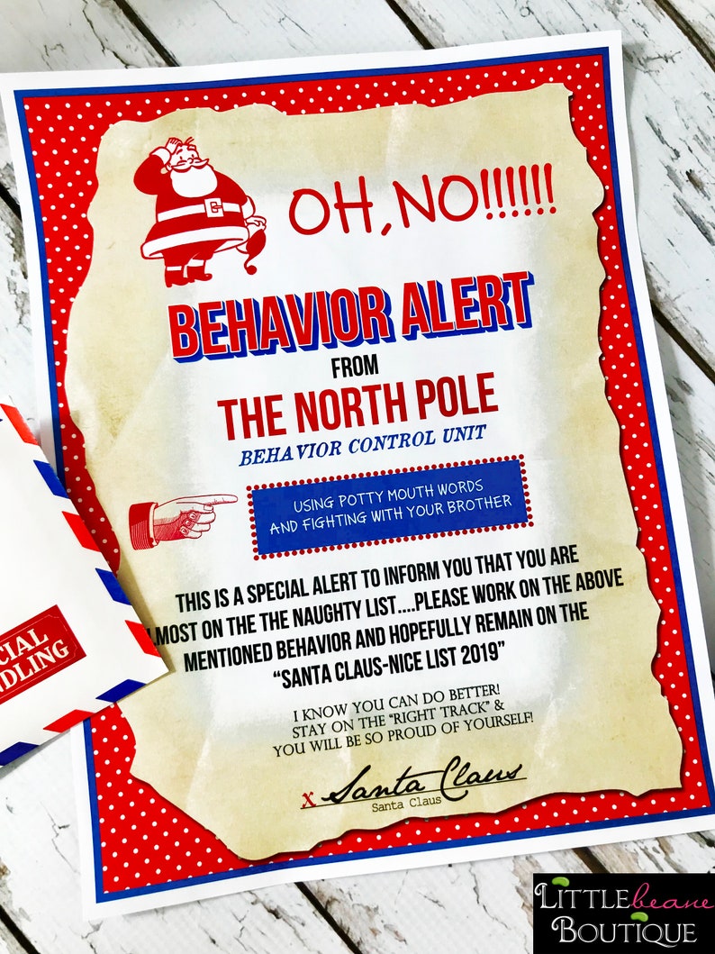 Santa Warning Letter Behavior Report Letter from Santa | Etsy
