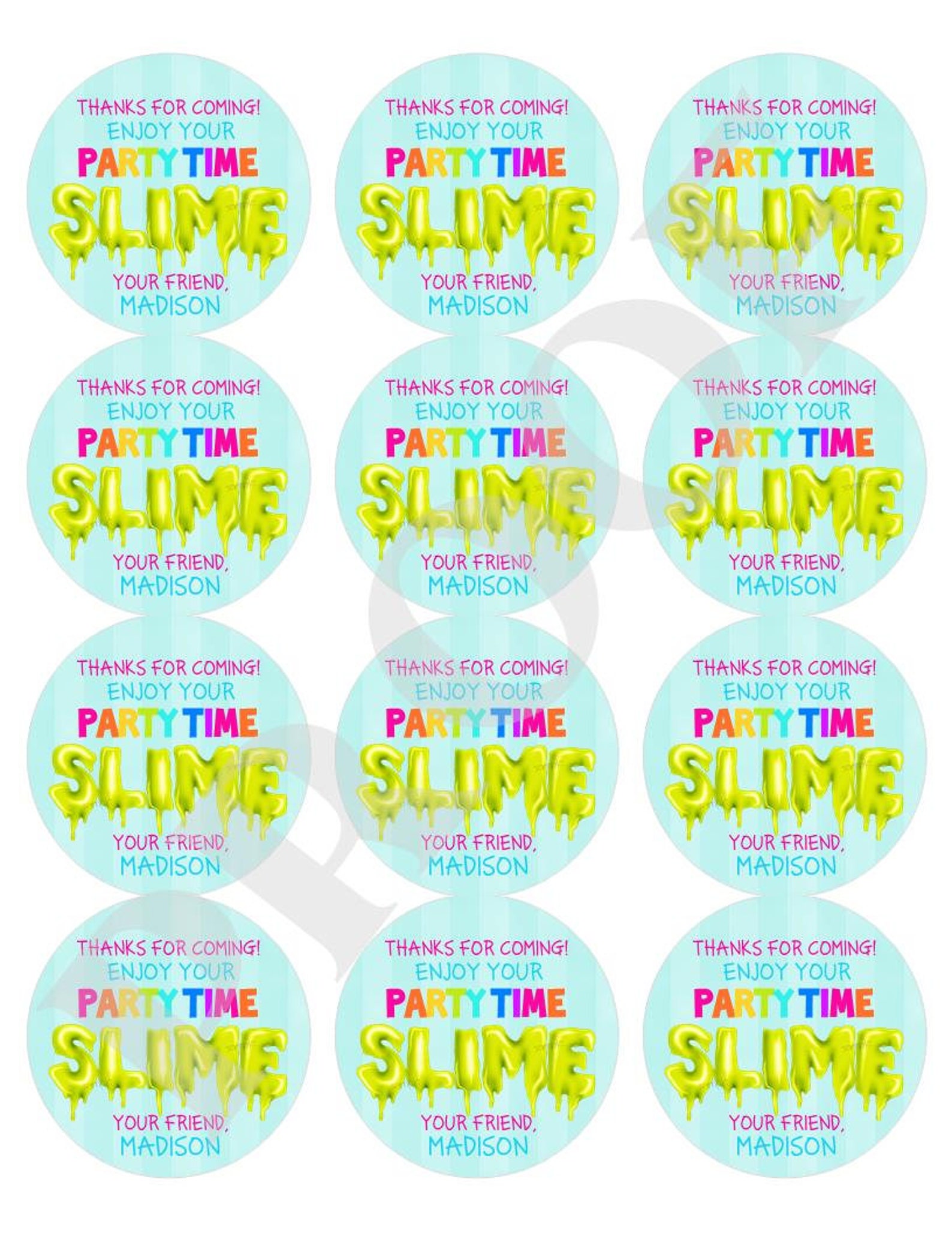 Slime Stickers, Slime Party, Slime Favors, Personalized Stickers ...