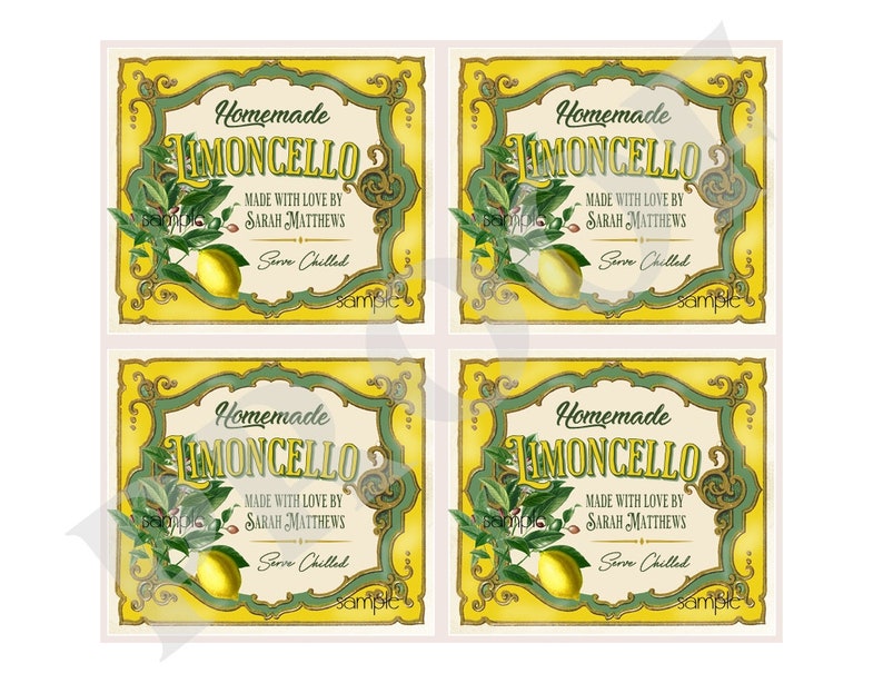 Custom Limoncello Labels Large Homemade Limoncello Labels - Etsy