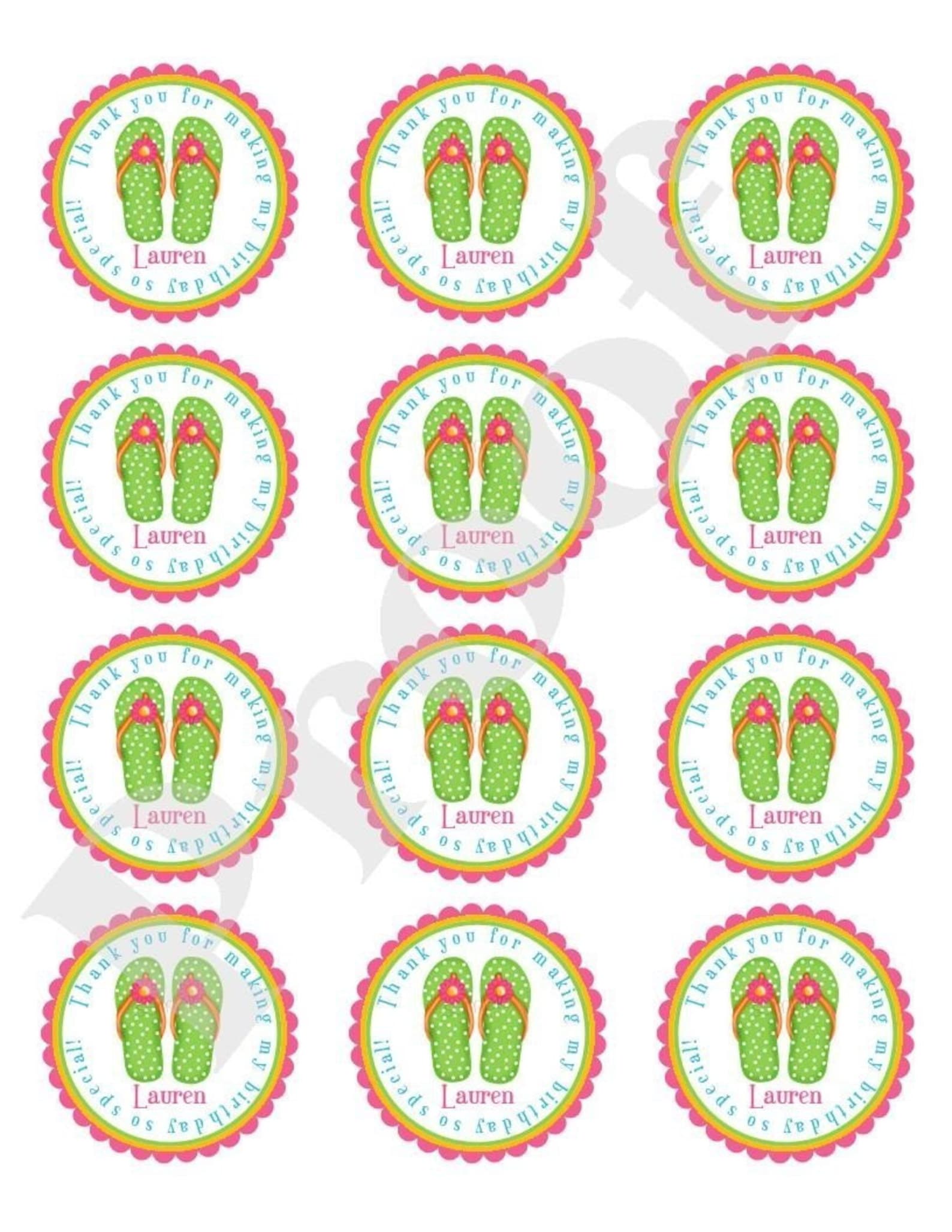 Flip Flop Stickers, Flip Flops, Summer, Beach, Birthday Party, Pool ...
