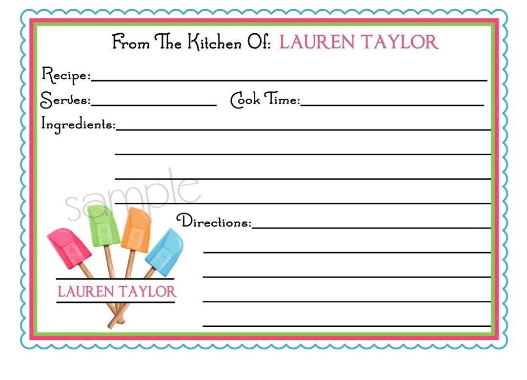 Personalized Recipe Cards, Kitchen Spatulas, Kitchen, Baking, Cooking ...