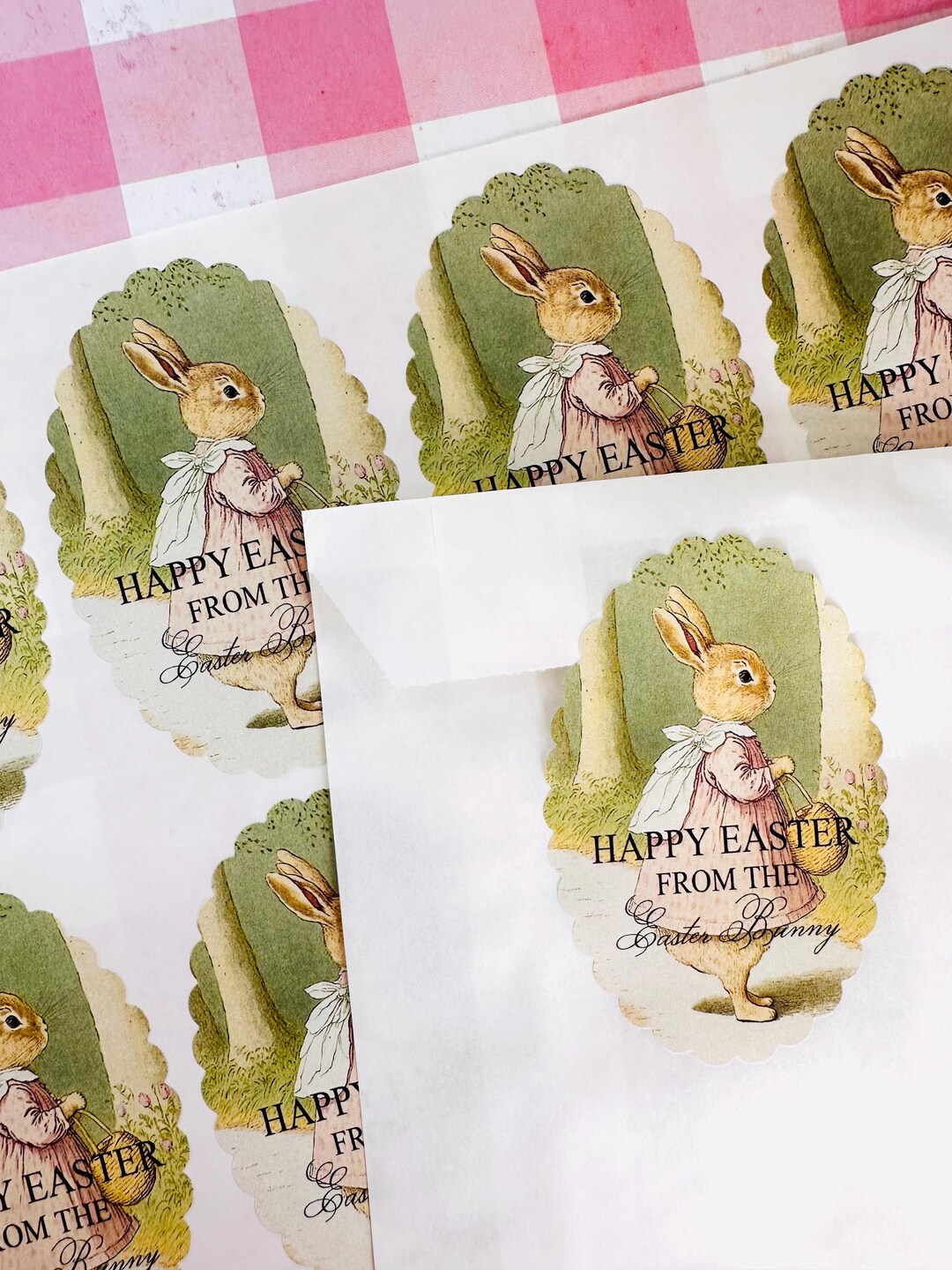 Easter Labels, Easter Bunny Favor Stickers, Cute Easter Stickers, Happy ...