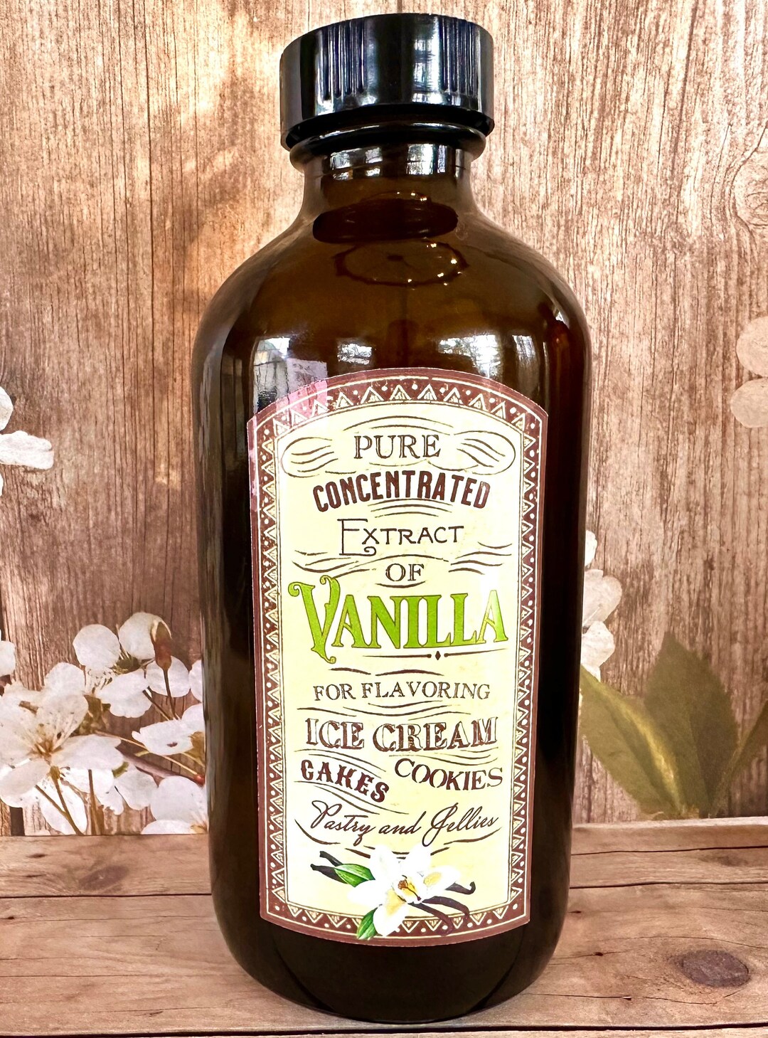 Waterproof Vanilla Extract Labels, Vanilla Flower Labels, Vintage ...