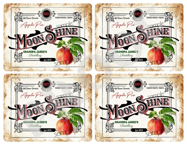 Moonshine Labels, Large Homemade Moonshine Labels, Peach Moonshine ...