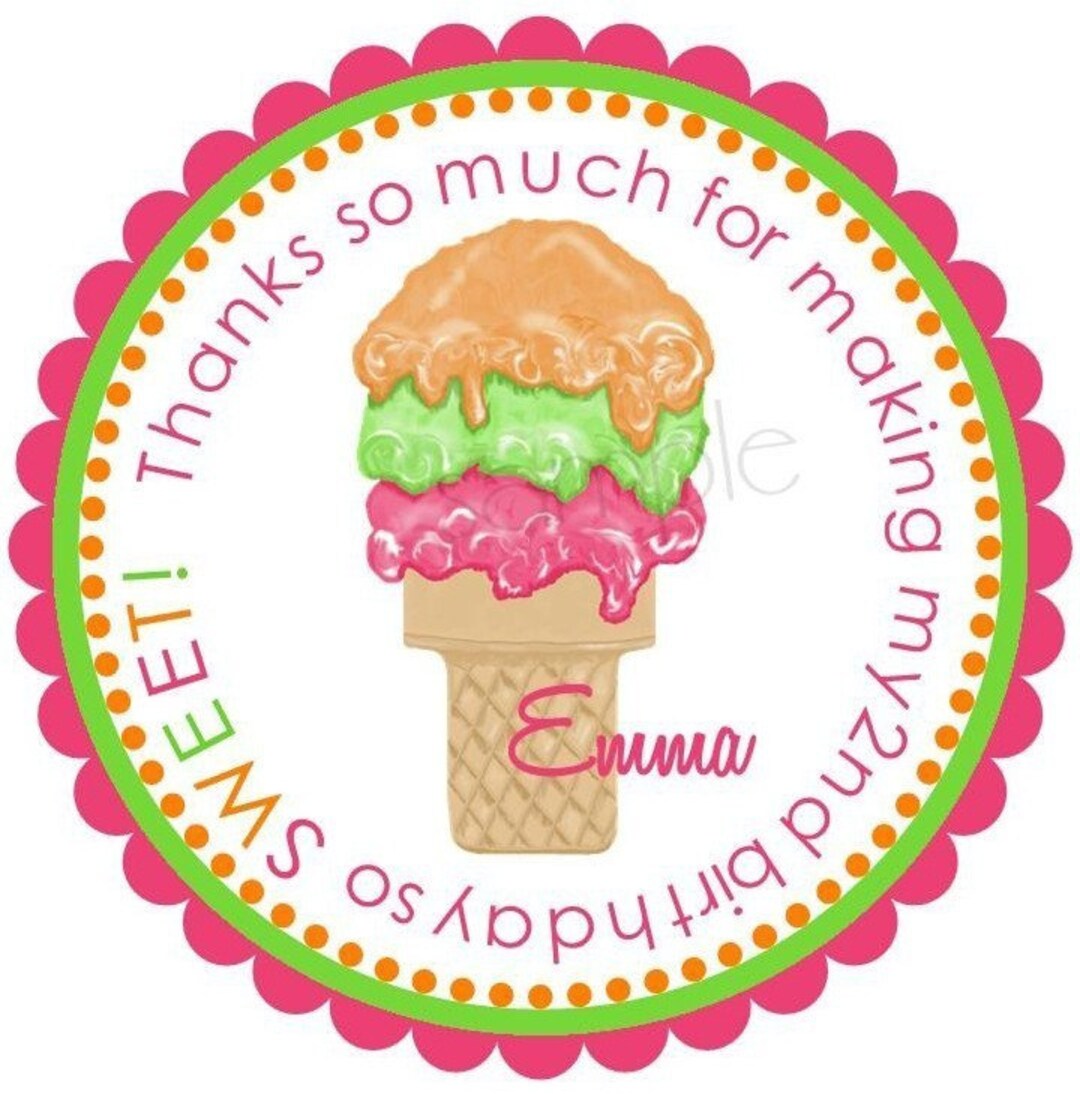 Ice Cream Cone Stickers, Ice Cream Party, Sorbet, Birthday Party ...
