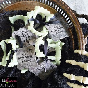 Halloween Favor Tags, Fang Teeth Tags, Fangtastic Halloween, Vampire ...