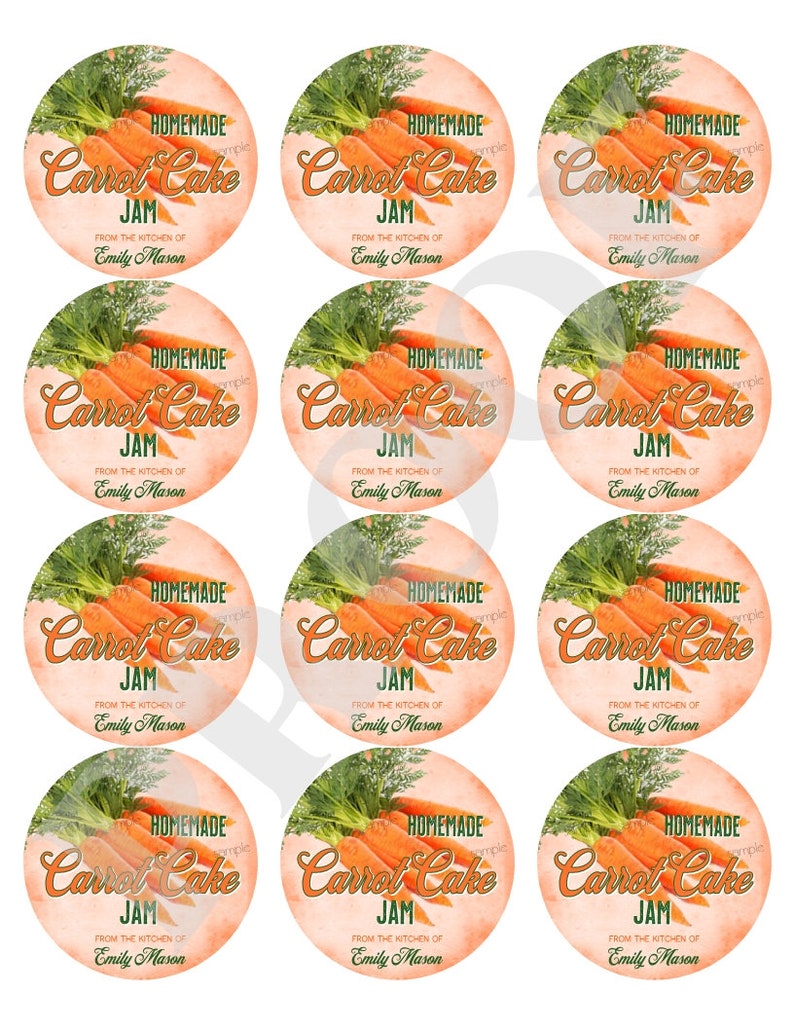 Carrot Cake Jam Canning Labels Jam Jar Labels Carrot Cake - Etsy