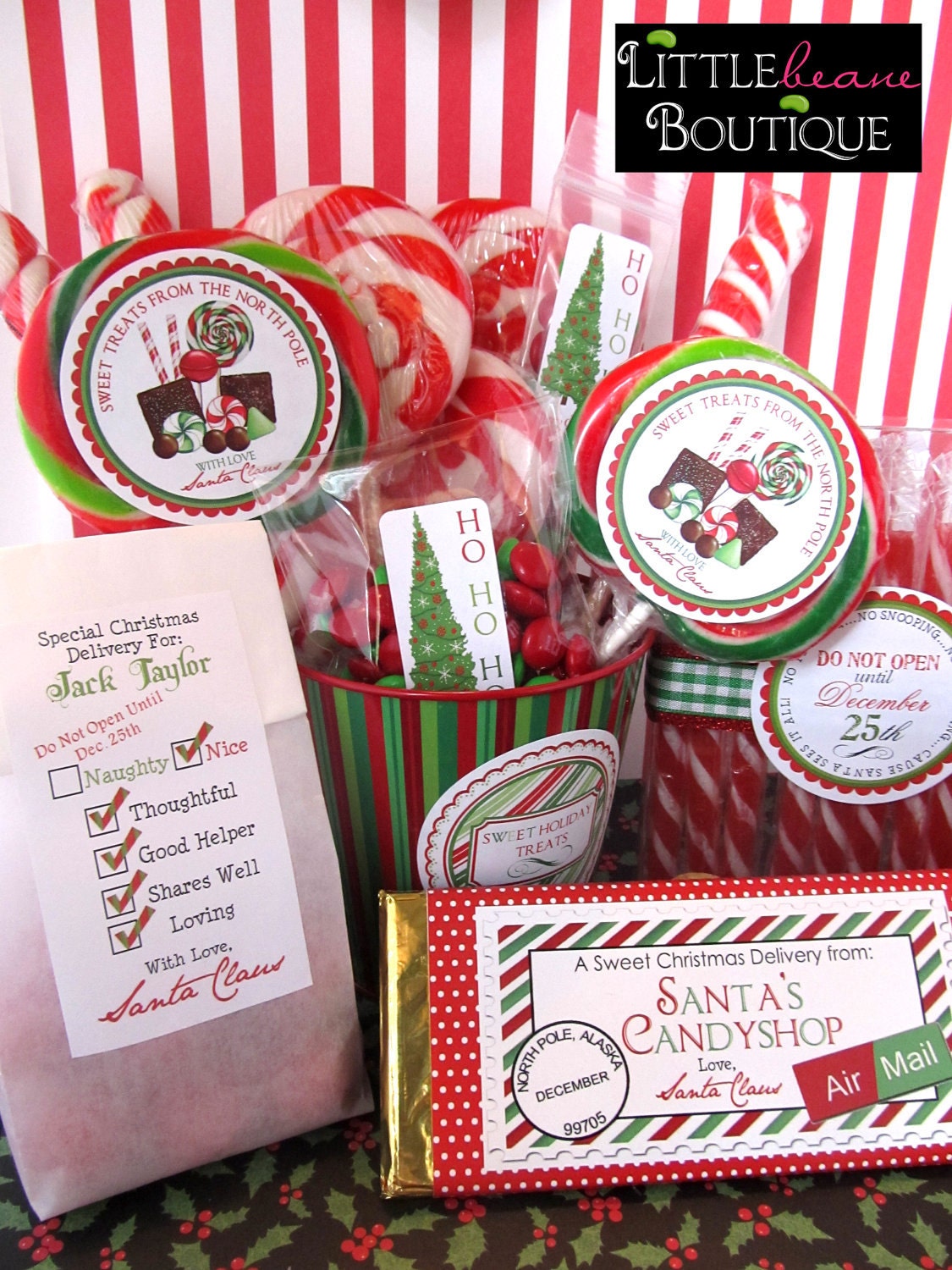 Christmas Stickers Christmas Sweets Stripe Sweet Stripes | Etsy