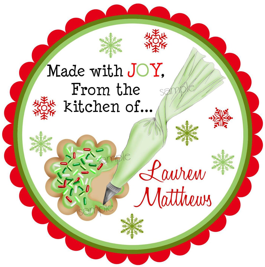 Christmas Cookie Stickers, Cookie Decorating Labels, Kitchen Stickers ...