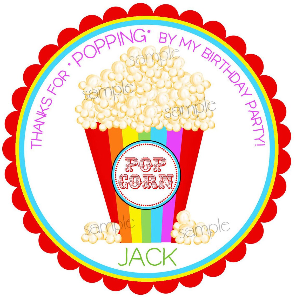 Popcorn Stickers Popcorn Bar Movie Night Box of Popcorn - Etsy