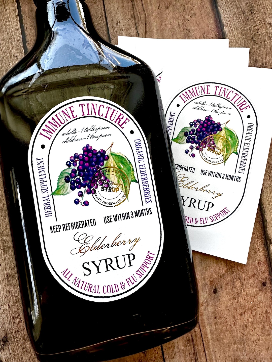 Waterproof Elderberry Syrup Labels, GOLD Elderberry Syrup Labels ...