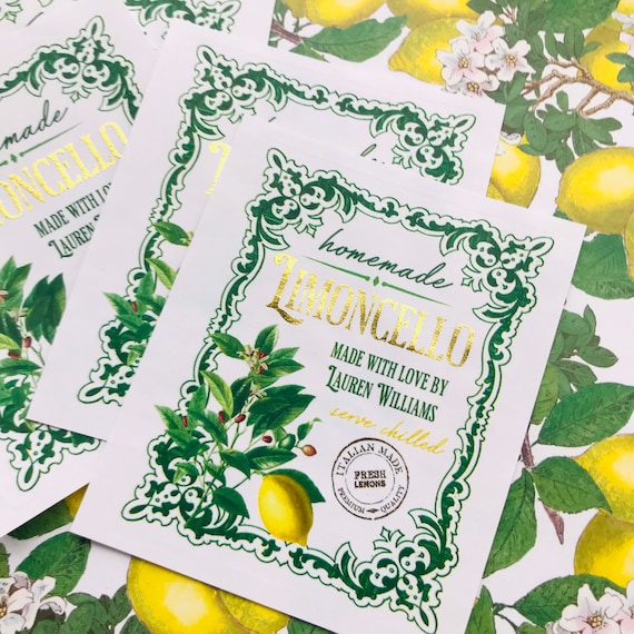 Homemade Limoncello Stickers - GOLD Homemade Limoncello labels ...