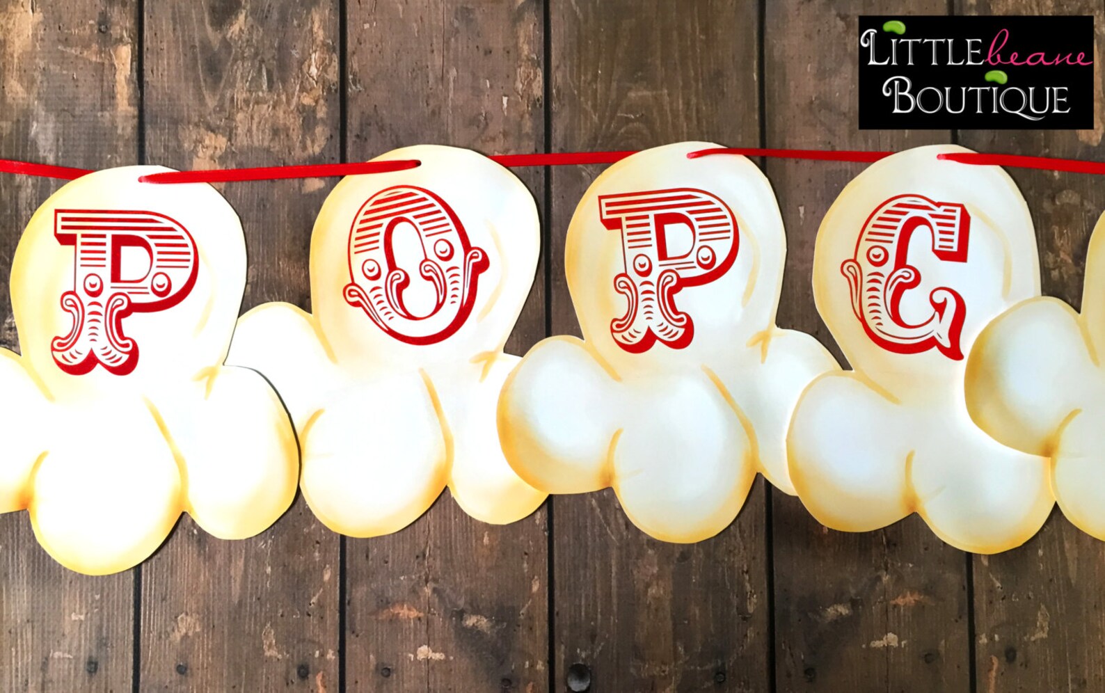 Printable Popcorn Banner, Movie Night Banner, Circus Popcorn Sign ...