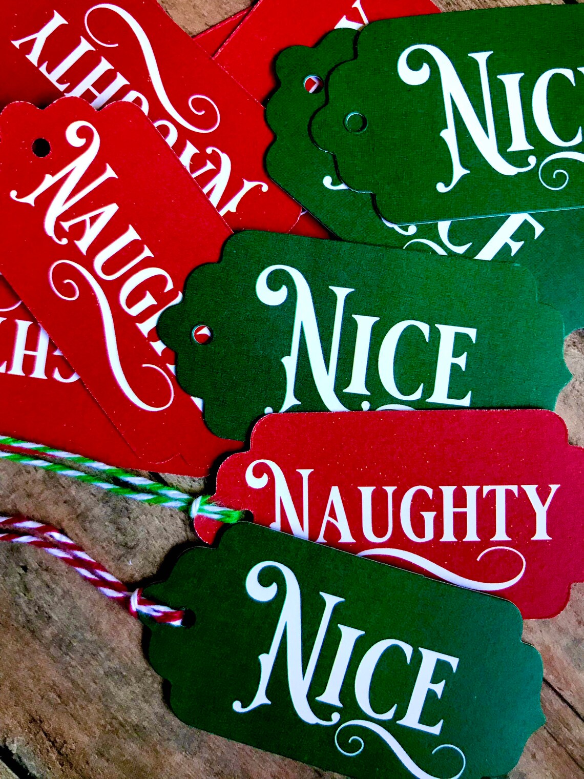 Naughty or Nice REVERSIBLE Gift Tags Christmas Santa Tags | Etsy