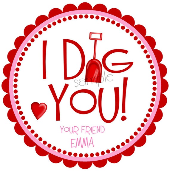 Valentines day Stickers, I Dig You, boys valentine stickers, Girls ...