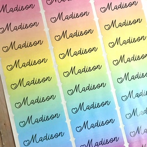 School Supplies Labels, Back to School Labels, Rainbow Name Labels ...