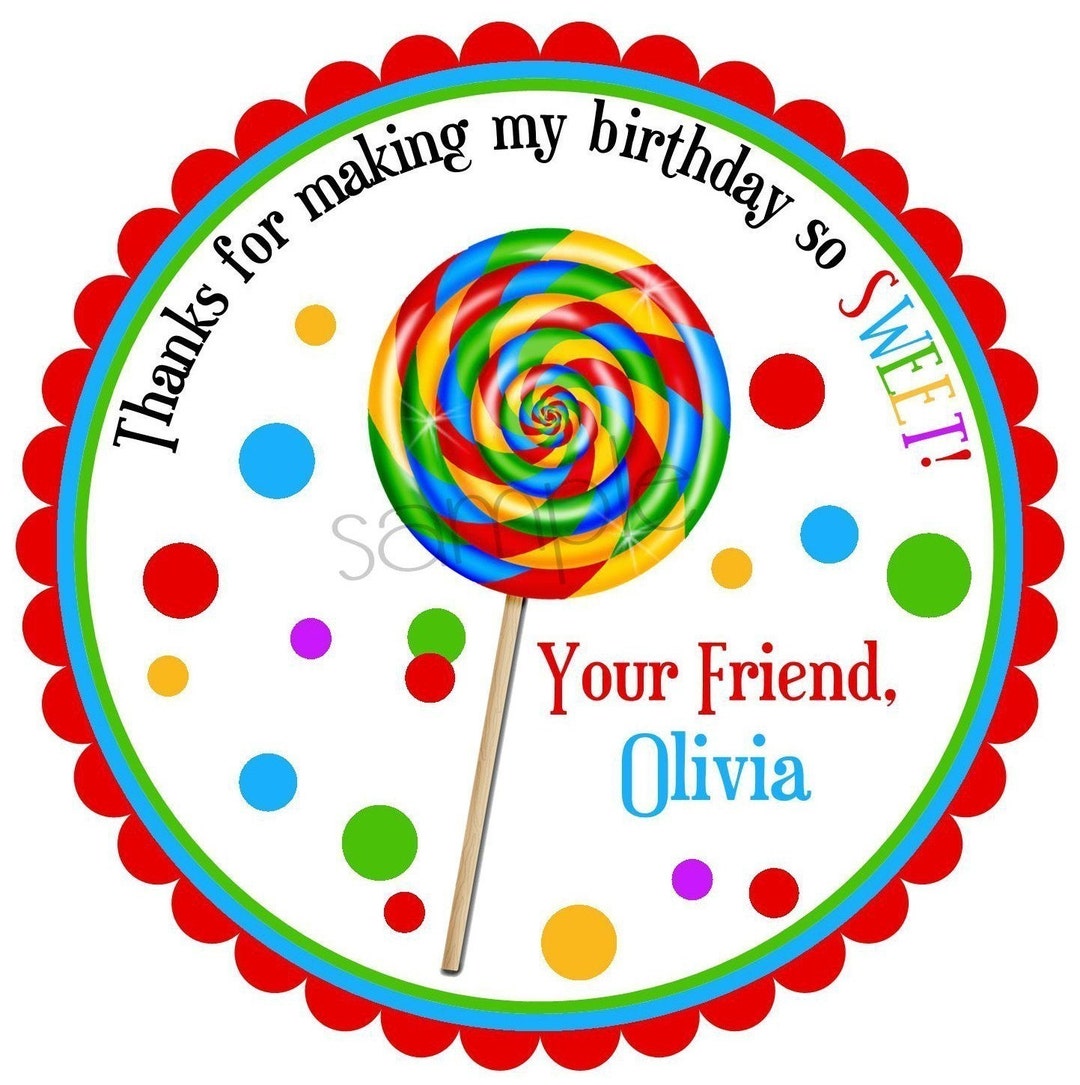 Lollipop Stickers,personalized Lollipop Labels, Sweet Shop Lollipop ...