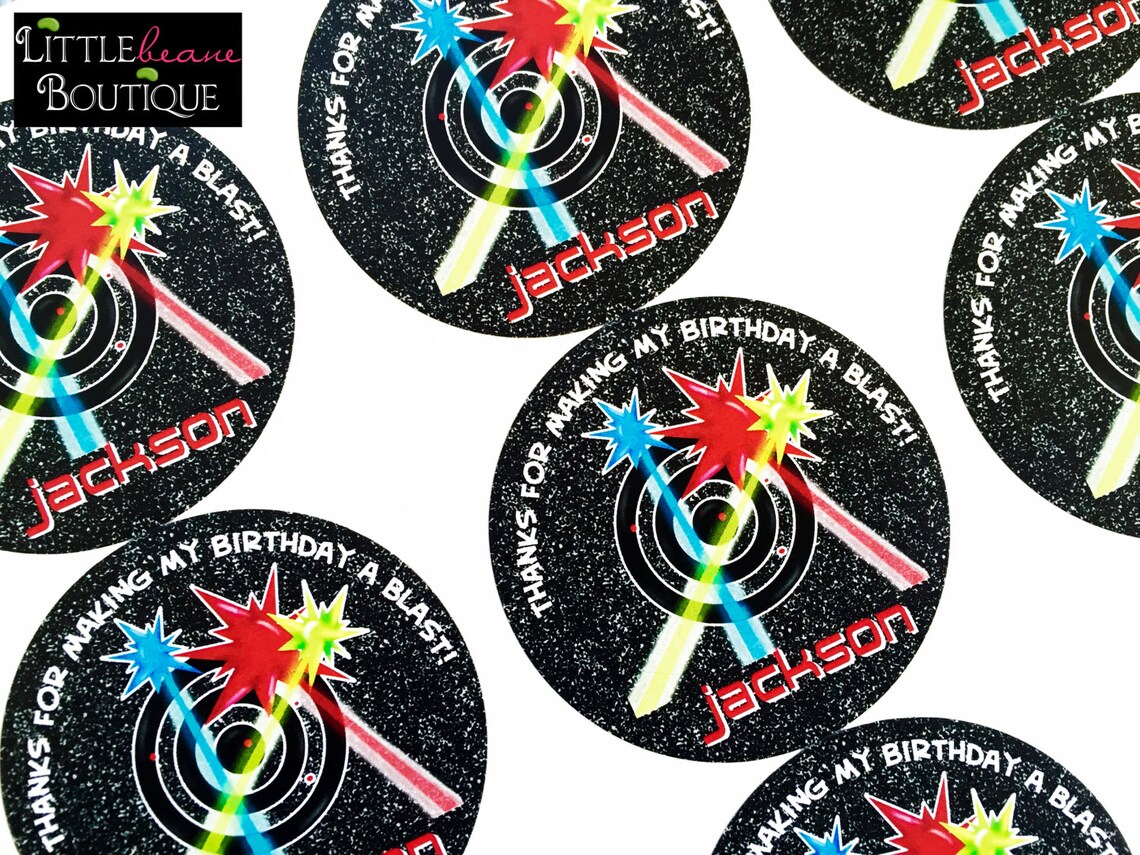 Laser Tag Birthday Party, Laser Tag Stickers, Laser Tag Favor Labels ...