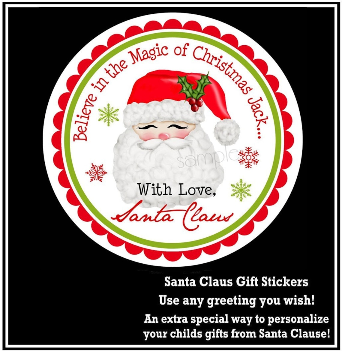 Santa Stickers Christmas Stickers Santa Claus Gift Stickers - Etsy