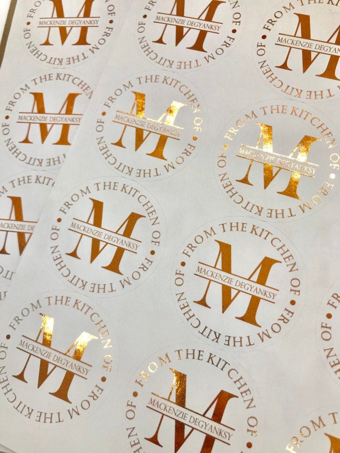 Kitchen Stickers - Baking Labels - Personalized Baking Stickers - Gold ...