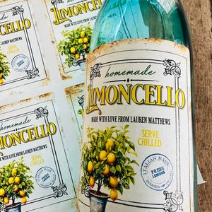 Limoncello Labels, Custom Limoncello Label, Large Homemade Limoncello ...