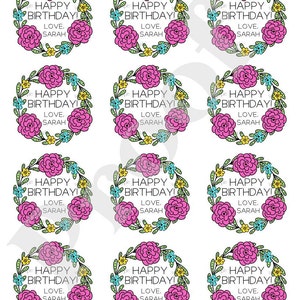 Birthday Gift Stickers,flower Doodle, Floral,pink Roses,birthday Gift ...