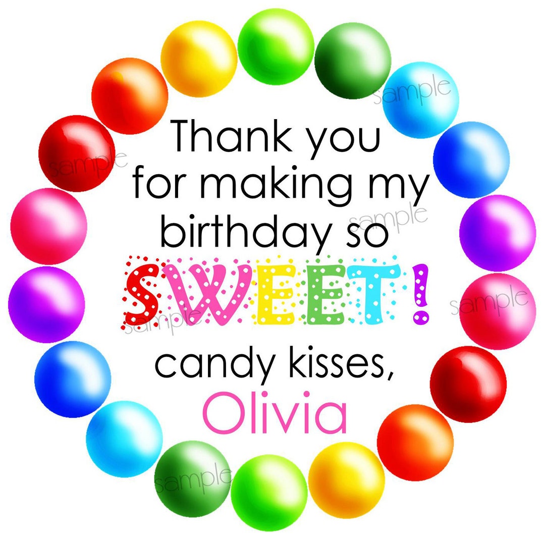 Candy Party Labels, Gumball Stickers, Sweet Shop Birthday Stickers ...