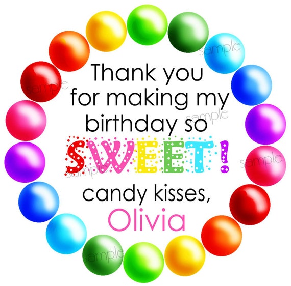 Candy Labels, Gumball Stickers, Sweet shop stickers, Candy Birthday ...