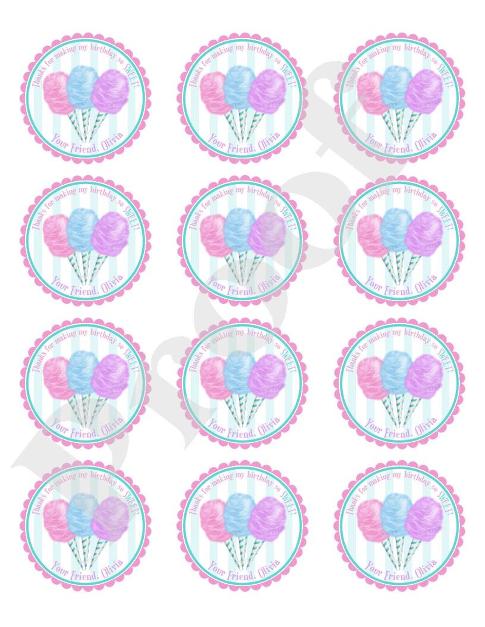 Cotton Candy Stickers Cotton Candy Labels Circus Stickers - Etsy Israel