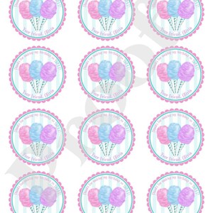 Cotton Candy Stickers, Cotton Candy Labels, Circus Stickers, Birthday ...