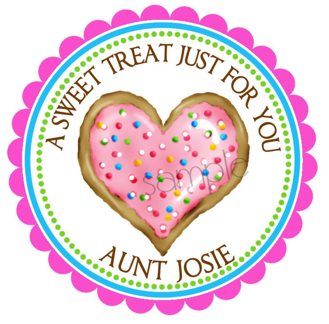 Heart Cookie Stickers, Cookie Baking Labels, Pink Heart Stickers, Favor ...