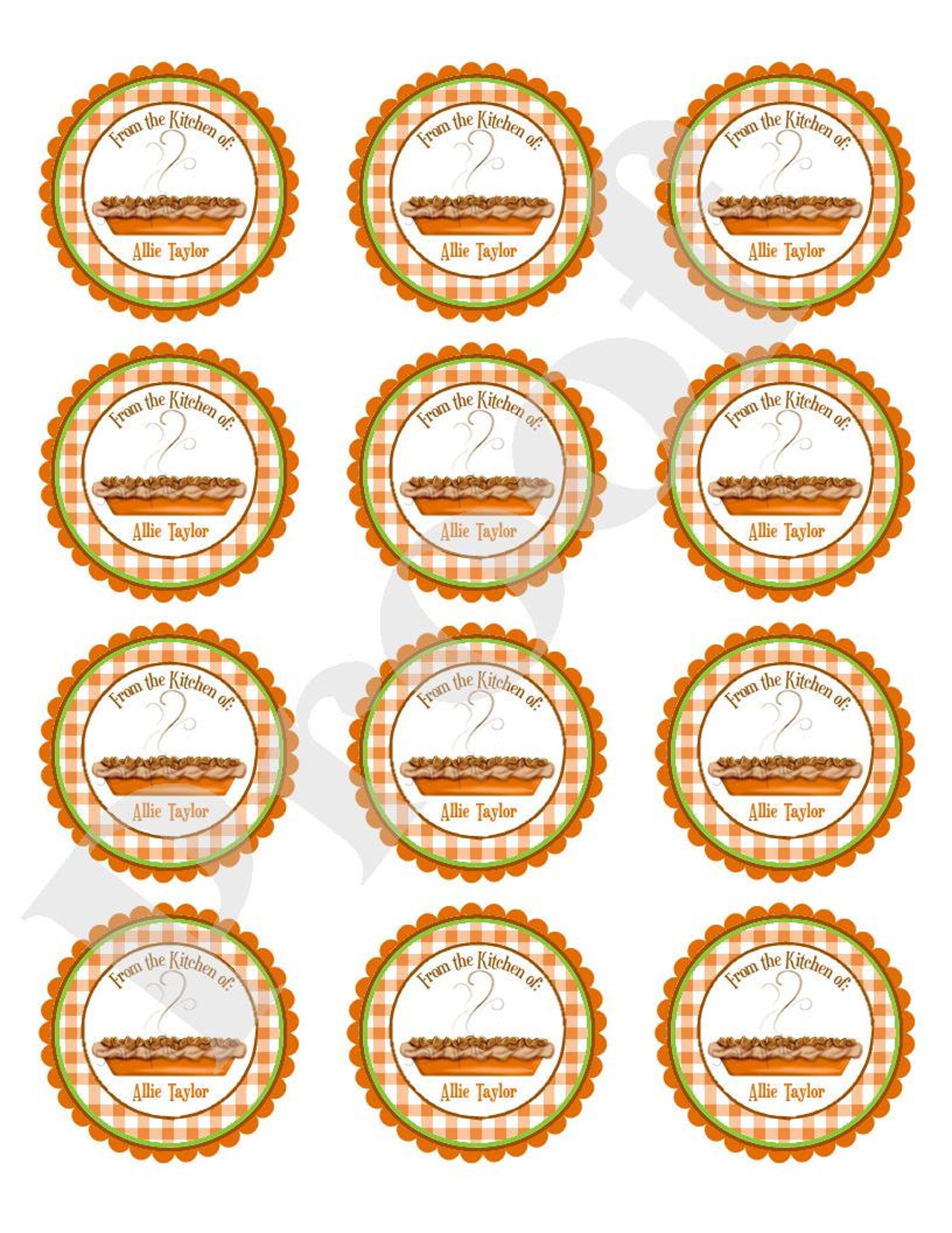 Pecan Pie Stickers Kitchen Stickers Kitchen Labels Baking - Etsy