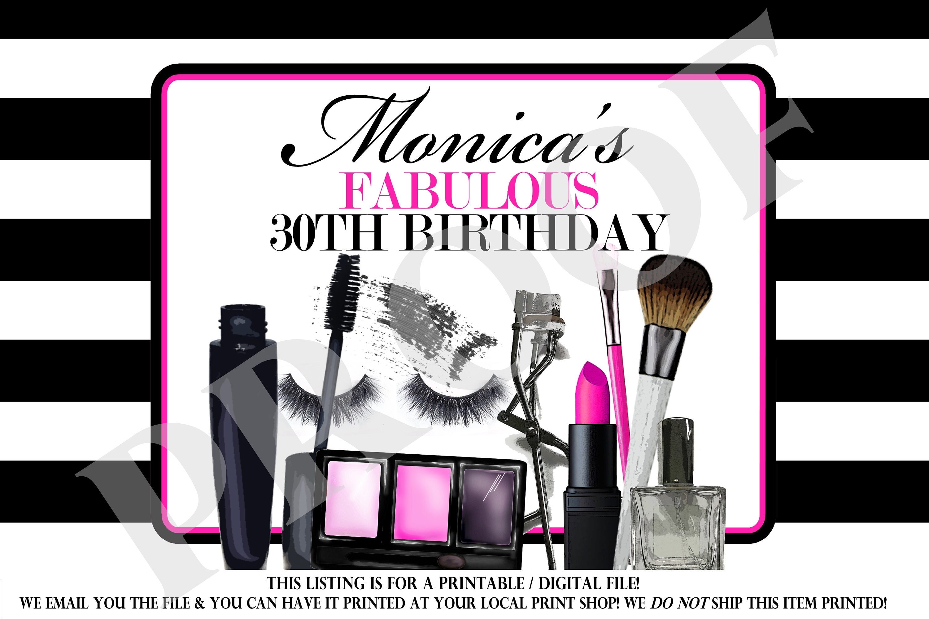 Printable Makeup Poster, DIY, 24 X 36 Size Backdrop Sign, Makeup Party ...