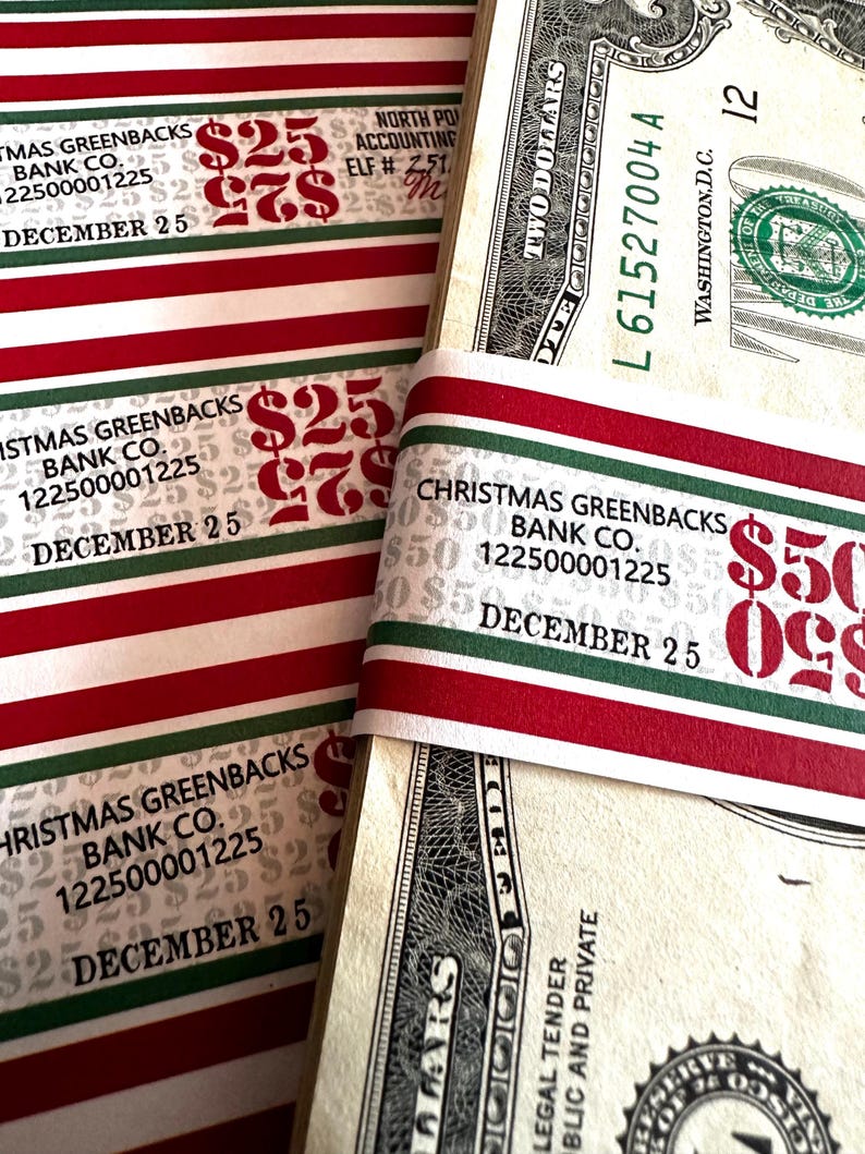 Printable Christmas Money Bands, Christmas Currency Straps, Money ...