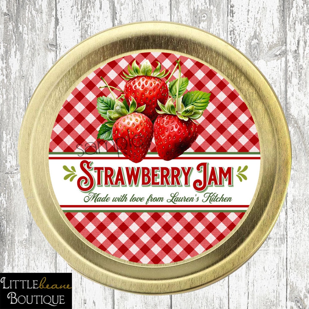 Fruit Jam Canning Labels, Gingham Plaid Jam Labels, Fruit Label ...