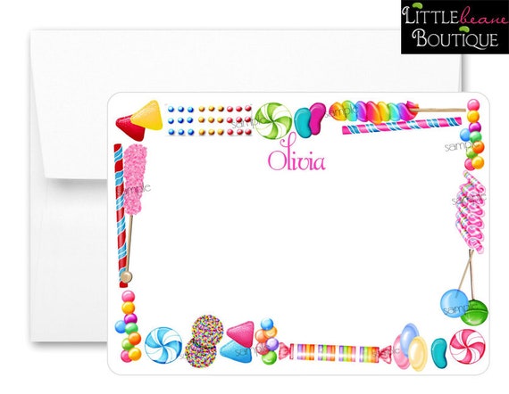 Kids Stationary, Candy Sprinkle Notecards, Candy Stationery, Flat ...