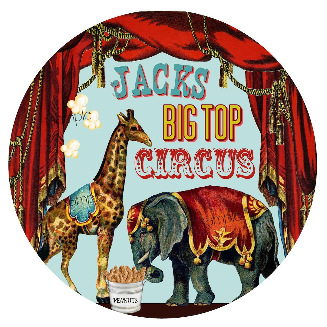 Circus Birthday Stickers, Big Top Circus, Vintage Circus Party ...