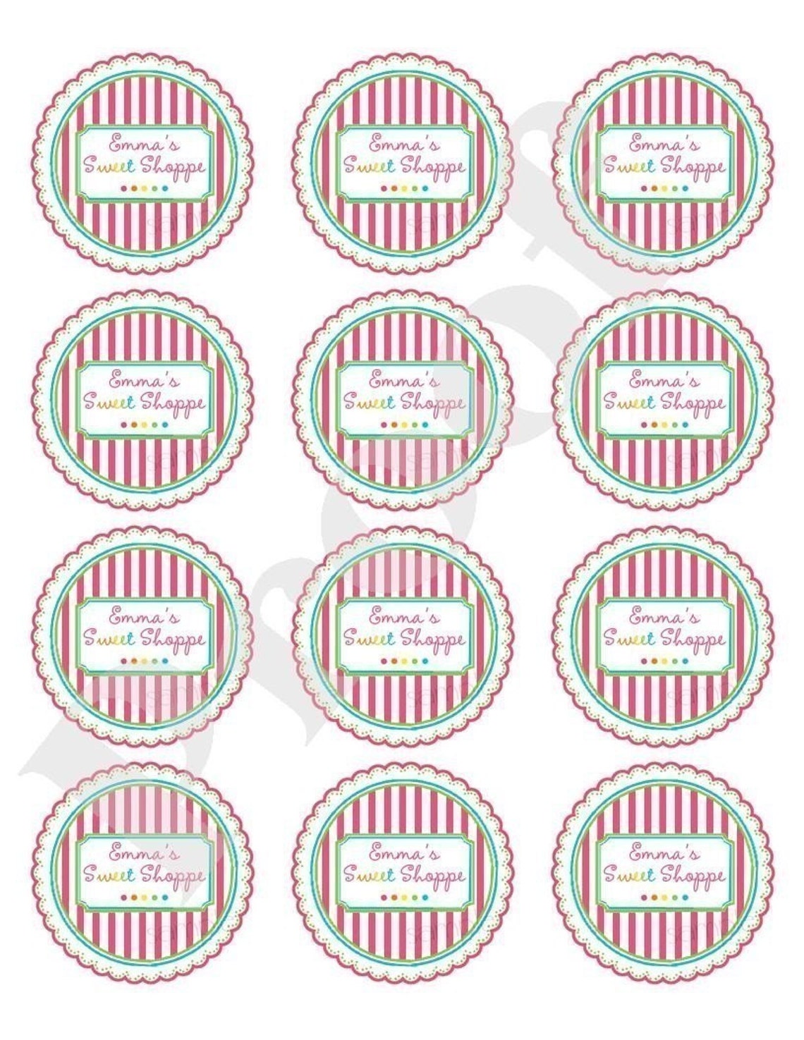 Sweet Shop Stickers Sweet Shoppe Stripes Candy Stickers - Etsy