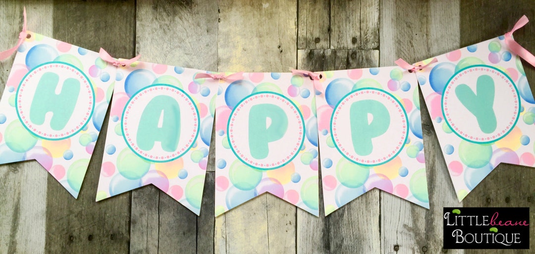 Bubble Birthday Banner, Bubble Banner, Bubble Birthday Party, Bubble ...