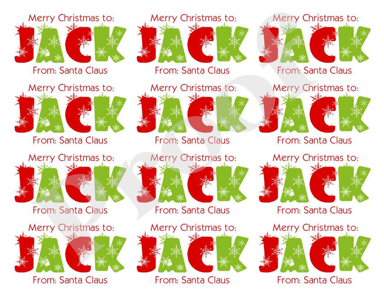 Personalized Christmas Stickers, Santa Gift Stickers, Childrens Name ...